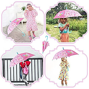 Daaupus Pink Butterfly Pattern Children's Backpack Children's Umbrella Set
