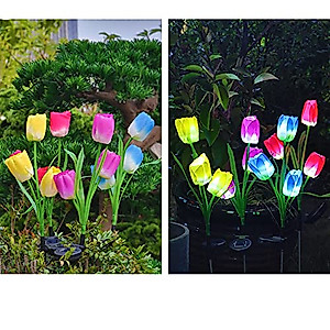 Tulip Solar Garden Lights, Christmas Yard Decorations Solar Flower Lights, Artifitical Solar Tulip Flower Lamp for Garden Patio Yard Pathway Decoration (2 Pack, Purple Tulip)