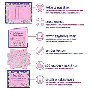 ATHENA FUTURES Potty Training Chart for Toddlers, Girls, & Boys, Sticker Chart for Potty Training, 4 Week Reward Chart, Certificate, Instruction Booklet, Reward Sticker Chart Kids Toilet Training