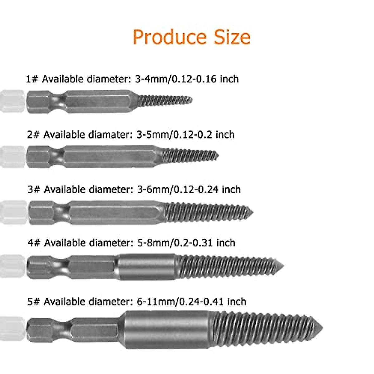 YUENTOEN Stripped Screw Extractor - 5pcs HSS Easy Out Broken Bolt Extractor Kit with Extension Screw Holder, Damaged Bolt Water Pipe Remover Set Power Drill Bit Tool for Screw or Bolt 1/8 to 3/4 inch