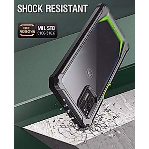 Poetic Guardian Series Case Designed for Motorola Moto G Stylus (2021), Full-Body Hybrid Shockproof Bumper Cover with Built-in-Screen Protector,Green/Clear