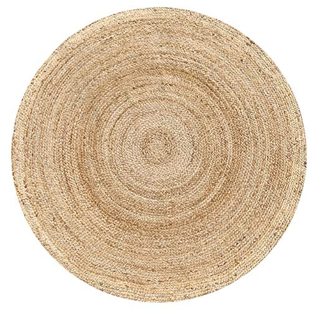 Hausattire Hand Woven Jute Braided Rug, 4' Round - Natural, Reversible Area Rugs for Living Room, Kitchen, 4 Feet Round