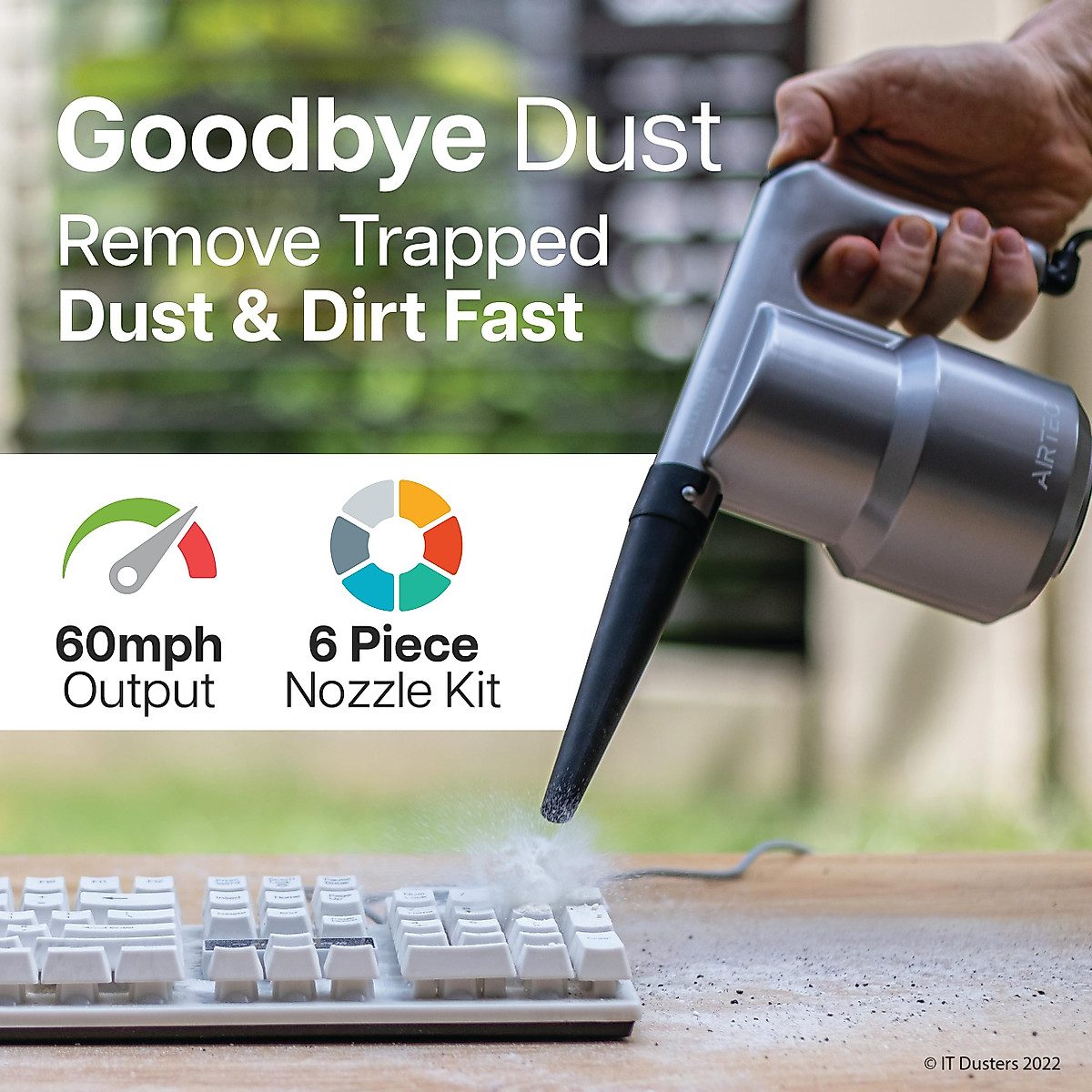 IT Dusters AirTec Ultra Electric Air Duster Blower for PC, Laptop, Console, Electronics and Home Cleaning, Environmental Alternative to Spray air can Duster Keyboard Cleaner (Type 3)