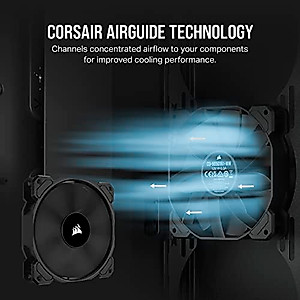 Corsair SP120 Elite, 120mm PWM Hydraulic Bearing Case Fan with CORSAIR AirGuide Technology - Low-Noise, 24.7 dBA, Fan Speeds from 300 RPM - 1,300 RPM, 45.4 CFM, Single Pack - Black