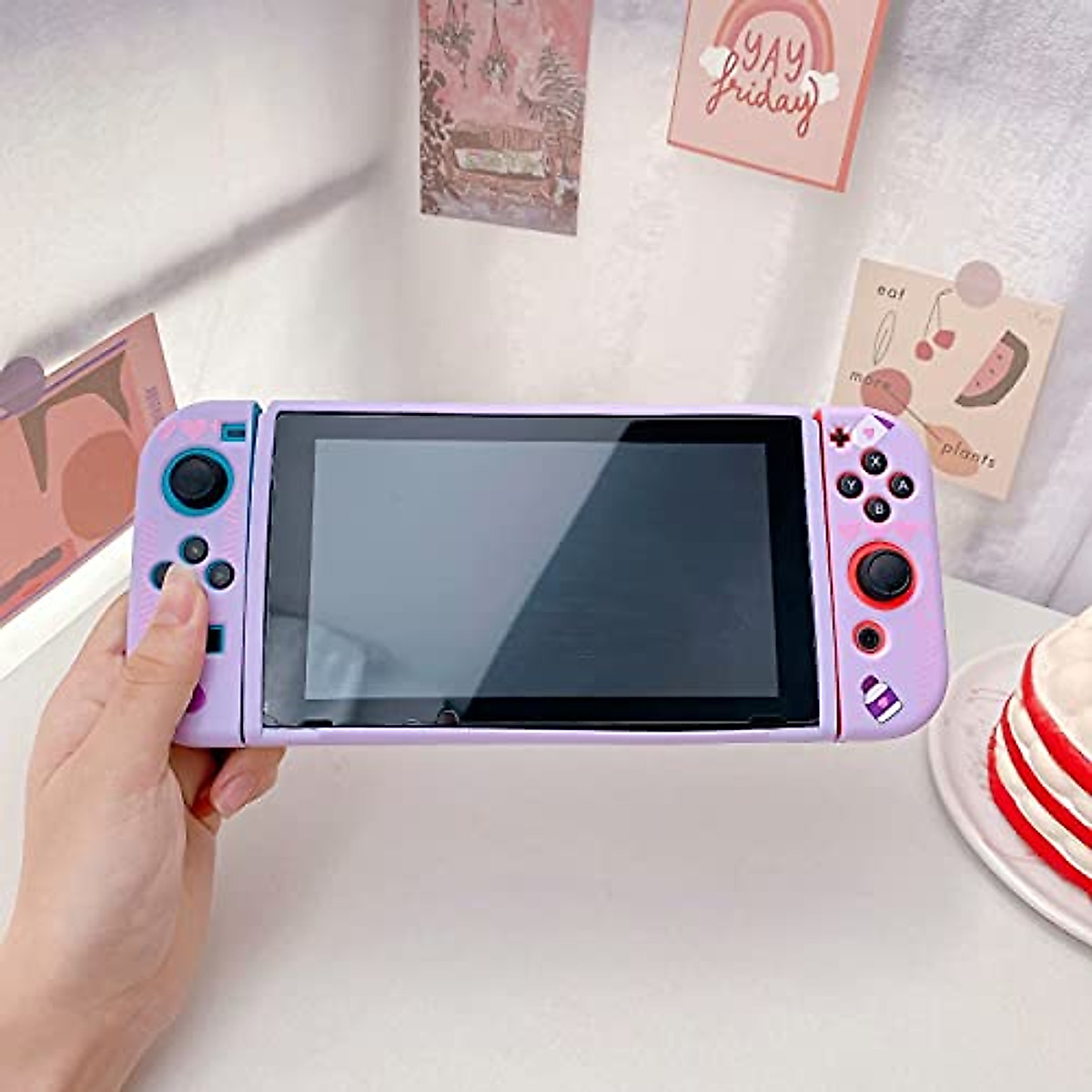 Protective Case for Nintendo Switch,Cute Kawaii Cartoon Design Cover - Shock-Absorption and Anti-Scratch Fashion Cool Switch Game Shell for Girls Kids Women