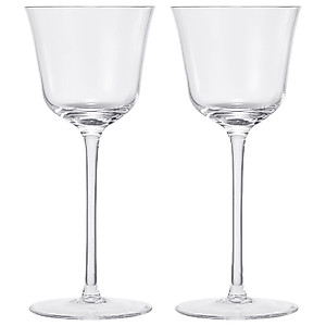 Vintage Crystal Nick & Nora/Wine Coupe Glasses - Set of 2 - Clear Radiance - Cocktails, Wine, Whiskey, Gin, Cocktail Glass - Hand Blown Classy Glass - Timeless Art Deco Design - Long Stemmed (5 OZ)