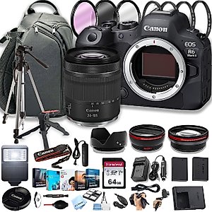 Canon EOS R6 Mark II Mirrorless Camera with 24-105mm Lens + 100S Sling Backpack + 64GB Memory Cards, Professional Photo Bundle (42pc Bundle) (Renewed)