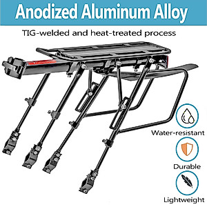 YONTUO Rear Bike Rack,310 LB Capacity Solid Bearings Bike Cargo Rack w/Fender & Large Size Reflective,Quick Release Mountain Road Bicycle Rear Racks,Universal Bike Luggage Touring Carrier Rack,BCR06