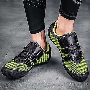 SDEQA Men's Cycling Shoes for Women Road Bikes MTB Shoes Compatible with Peloton SPD ARC Look Delta Cleats Indoor/Outdoor Compatible with Peloton Shoes,Green,10.5