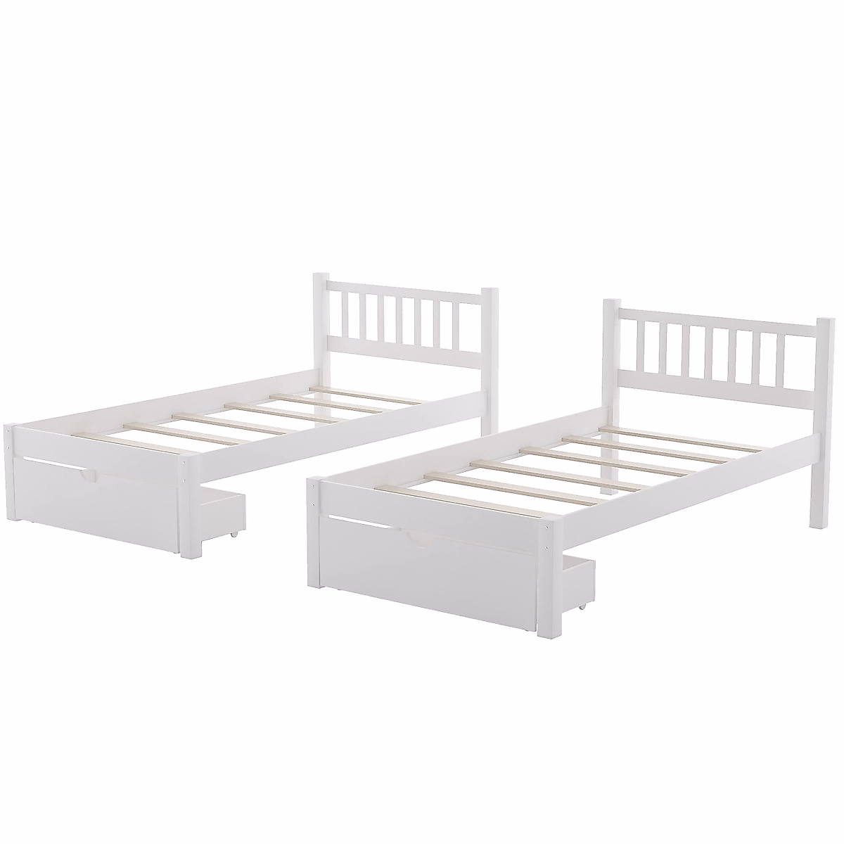 Wood Triple Bunk Bed with 3 Drawers and Guardrails, Full Over 2 Twin Bunk Bed for Family, Teens, No Box Spring Needed