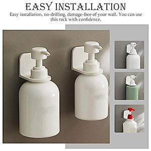 Shower Gel Bottle Rack Hook Self Adhesive Wall Mounted Shampoo Holder Hook Shower Gel Bottle Rack Hanger Liquid Soap Shower Holder Shampoo and Conditioner Dispenser for Wall Kitchen (2 Pieces)