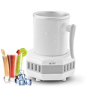 Normia Rita 36℉～60℉ Electric Beverage Cup Cooler for Home/Office, Desktop Mini Fridge Quick Cooling Cup Drink Chiller for Beer Juice Milk Coffee (White-)