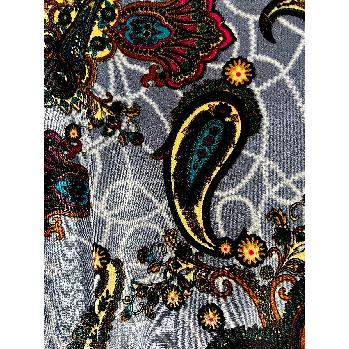 Sutton Paisley 7 Print on Polyester Stretch Velvet Fabric by The Yard for Bows, Head Wraps, Top Knots, Scrunchies, Clothes, Costumes, Crafts