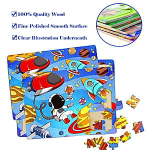 Puzzles for Kids Ages 4-8, 6 Pack Wooden Jigsaw Puzzles 60 Pieces Preschool Educational Learning Toys Set for Boys and Girls