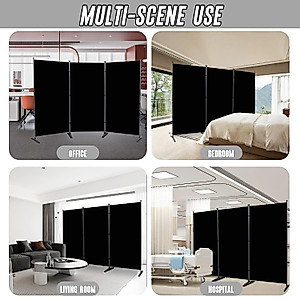 JVVMNJLK Indoor Room Divider, Portable Office Divider, Room Divider Wall Screen 3 Panel, Folding Partition Privacy Screen Walls Dividers for Room Separator 102" W x 71.3" H,Black