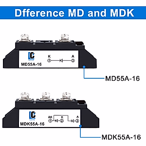 LCLCTC 12V 1 Way Diodes MD 55A(50Amp)-16;to Prevent Backfeed;Use Voltage Range:AC < 400VAC ;DC 3-1000V;Used in photovoltaics, Solar Energy, Solar Panels 24V 48V Solar Diode Anti-Reverse