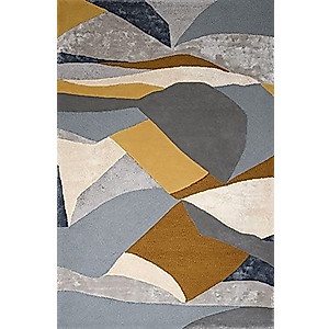 Modern Geometric Area Rug for Living Room 3D Illusion Stone Pattern Dining Room Carpet Retro Abstract Playroom Throw Rug Under Table Non-Skid Bathroom Runner Rug Indoor Home Dedor 8x10ft Hallway