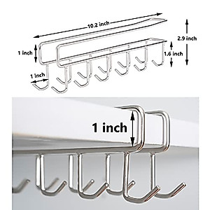 Baitaihem 12 Hook Mug Rack Cup Holder Under Cabinet Tea Mug Holder Wardrobe Organizer Hanging Hook Rack Holder