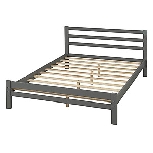 Harper & Bright Designs Full Size Platform Bed with Storage Drawers and Headboard,Footboard, Wooden Full Bed Frame/No Box Spring Needed/Easy Assembly (Gray)