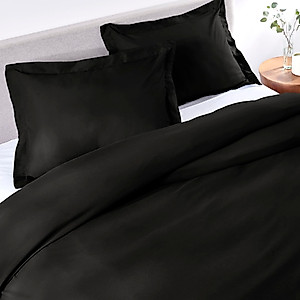 PeachSkinSheets 1500tc Level of Softness Soft Cooling Duvet Cover Set | King/Cali King Size - Midnight Black