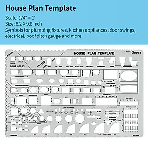 Sooez Architectural Templates, House Plan Template, Interior Design Template, Furniture Template, Drawing Template Kit, Drafting Tools and Supplies, Template Architecture Kit, Set of 3
