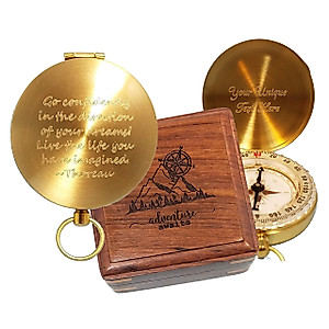 Engraved Compass with Thoreau's Go Confidently Quote (Personalized Compass & Box)