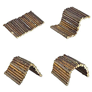 PINVNBY Guinea Pig Wooden Ladder Bridge Rabbits Hideout, House, Tunnel,Rodents Chew Toys for Bunny,Chinchillas,Hedgehogs,Ferrets,Rat and Small Animals-Extra Large(11.8 in X 20 in)