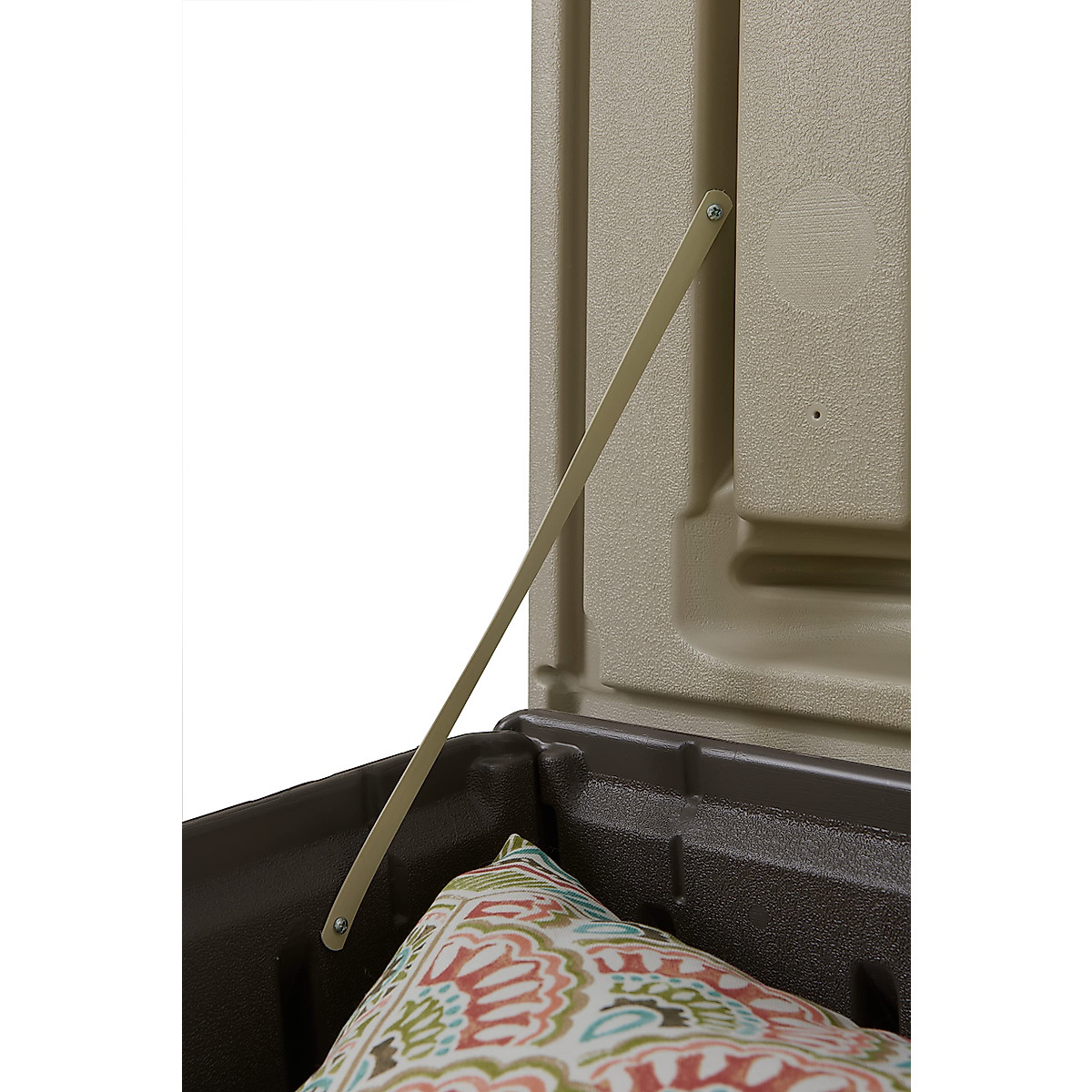 Rubbermaid Extra Large Resin Weather Resistant Outdoor Storage Deck Box, 120 Gal., Putty/Canteen Brown, for Garden/Backyard/Home/Pool