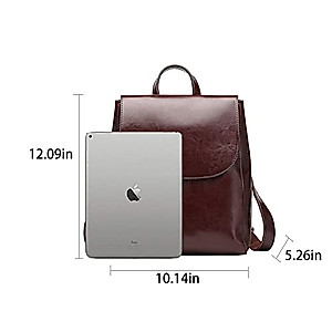 HESHE Women’s Leather Backpack Casual Style Flap Backpacks Daypack for Ladies (Coffee)
