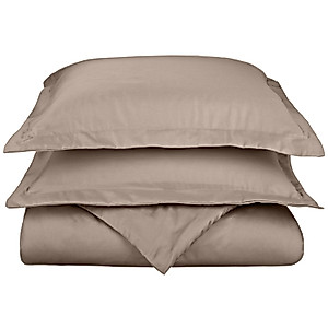 Cotton Blend Soft, Wrinkle Resistant King/California King Duvet Cover Set, Solid, Grey