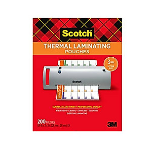 Scotch Thermal Laminating Pouches, 200- Count-Pack of 1, 8.9 x 11.4 Inches, Letter Size Sheets, Clear, 3-Mil (TP3854-200) & Scotch Magic Tape, 6 Rolls with Dispenser & Scotch Desktop Tape Dispenser
