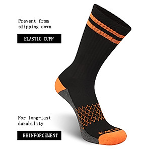 eallco Womens Crew Socks Athletic Calf Work Socks Running Long Cushioned Sole Socks 6 Pairs