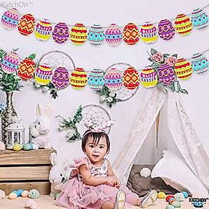 KatchOn, Easter Egg Garland for Mantle - 10 Feet, No DIY | Large, Easter Garland for Easter Decorations | Happy Egg Easter Banner for Fireplace | Easter Party Decorations | Easter Garland Decorations