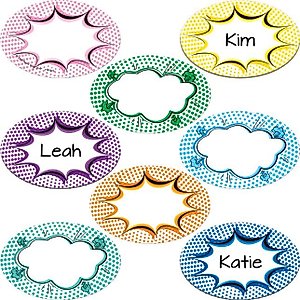 Student Name Superhero Burst Magnets - 32 Magnets