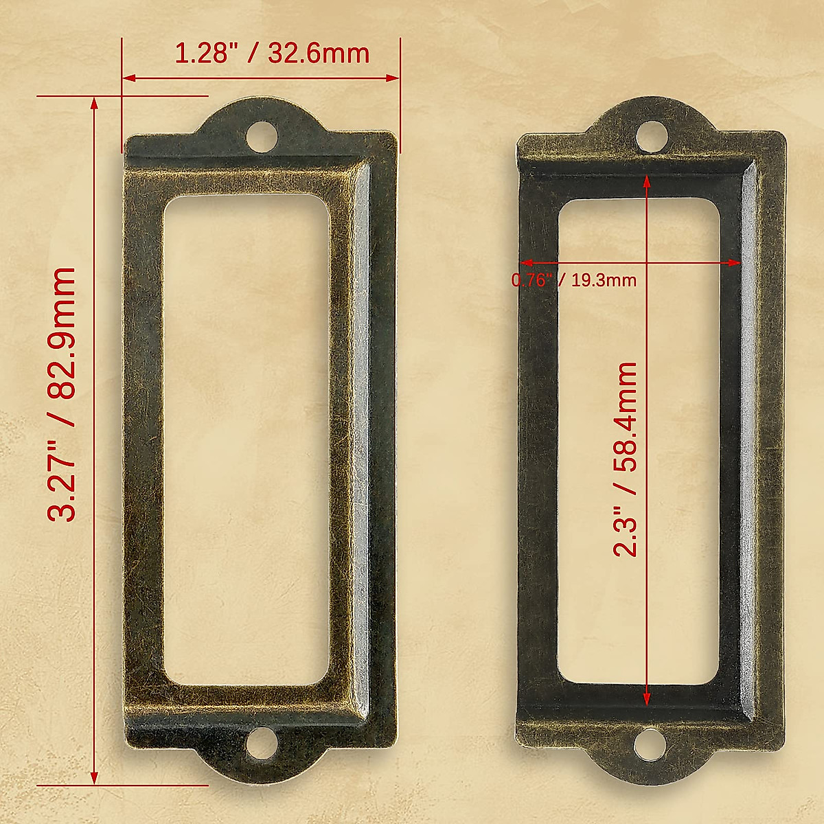 Rierdge 30 Pcs Antique Label Holder, 3.3 Inch Long Metal Office File Cabinet Shelves Drawer Name Card Label Holder Frames with Screws (Bronze)