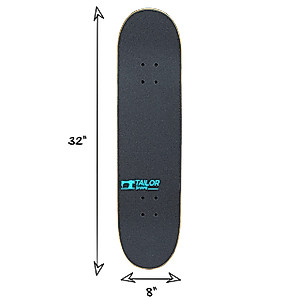 TailorShape Bermuda Complete Skateboard | 32"X8" Professional Street Skateboard | Multicolored Street Art Canadian Maple Wood Board for Boys, Girls, Teens, Beginners, Kids and Adults