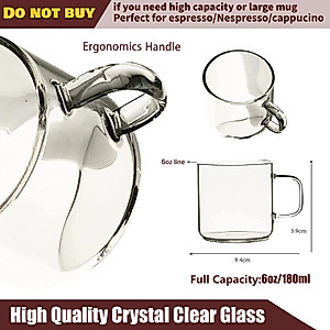 Dorsaer Glass Cups -6oz Small Crystal Clear Glass Coffee Cups for Latte,Cappuccino,Hot Chocolate,Tea and Juice (Set of 2)