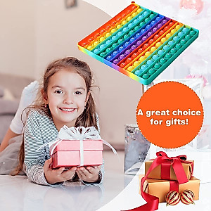 DK-SIMINA Large P0pp with Numbers, Rainbow Square Dimples Fidgett Ttoy 100 Bubble Math Toy Learning Tool for Teachers to Make Various Math Operations (1-100 Numbers)