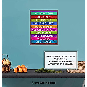 Welcome Sign - Liberal Wall Decor Picture - Gift for LGBTQ, Queer, Gay, Bi, Lesbian, African American, Black, Latino - 8x10 Paper Plaque Art Poster Print for Home, Office, Store, Bar - Unframed