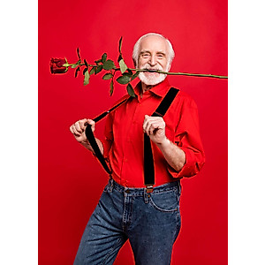 Moulen Men's X-Back 2 Inches Wide Heavy Duty Clips Adjustable Suspenders, Black, Size Large