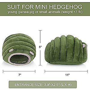 FOUUA Guinea Pig Bed, Hedgehog Hamster Hideout Warm House with Bed Mat, Cotton Caterpillar Shape Small Animals Habitat Supplies for Chinchilla, Hamster, Sugar Glider, Squirrel, Bearded Drago