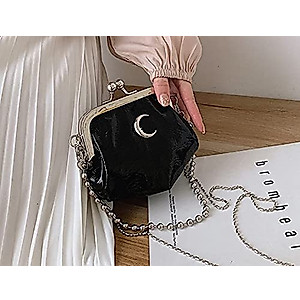 Nite closet Cute Gothic Purse Crossbody Moon Lolita PU Shoulder Bag (Black)
