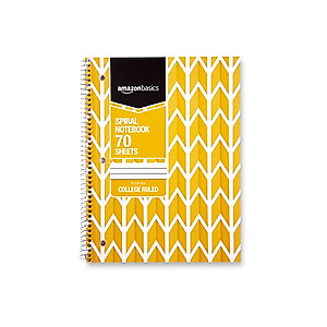 Amazon Basics College Ruled Wirebound Spiral Notebook, 70 Sheet - 5-Pack, Assorted Sunburst Pattern Colors
