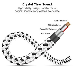 DUKABEL Headphone Splitter, Knitted 3.5mm Audio Splitter TRS 3-Pole Aux Splitter Cable for Headphones Earphones Speakers -Zebra White