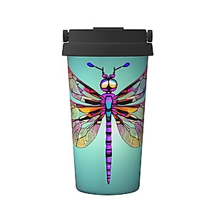 WANGXUEE Cute Dragonfly pattern Print 500ml Stainless Steel Travel Tumbler Double Wall Vacuum Insulated Coffee Mug