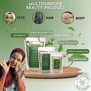Hud Organics Qasil Powder 70 grams - Antient Somali Beauty Secret, Natural Multi-Purpose Deep Cleansing Mask for Face Hair Body Brightens Detoxifies Helps with Acne, Provides Clear Glowing Skin
