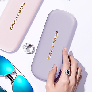 Unaone 2 Pack Eyeglass Case for Women Man, Light Portable Hard Shell Sunglasses Case Clamshell Glasses Protection Case,Pink and Purple