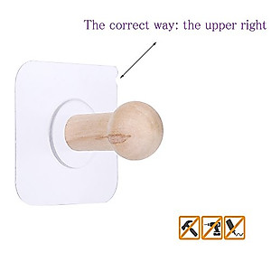 RONRI Wall Hooks, 12 Pack Self Adhesive Hooks Wooden Coat Hooks Wall Mounted Rustic Hooks, for Bathroom Bedroom Kitchen Towel Key Robe Utensil Hat, Home and Office