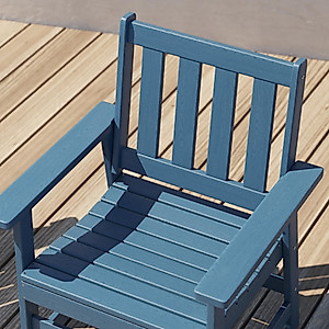 VICLLAX Patio Chairs Set of 4, Blue Outdoor Dining Chairs, All Weather HDPE Outdoor Adirondack Furniture for Lawn, Garden, Balcony