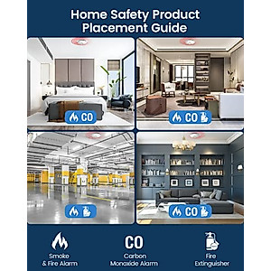 Ecoey WiFi Smoke Detector, WiFi Smoke Alarm with Photoelectric Technology and LED, Smoke Alarm with Test&Silence Function and Low Battery Warning for Home (Not 5G), TUYA APP, FJ158D-H04, 2 Packs